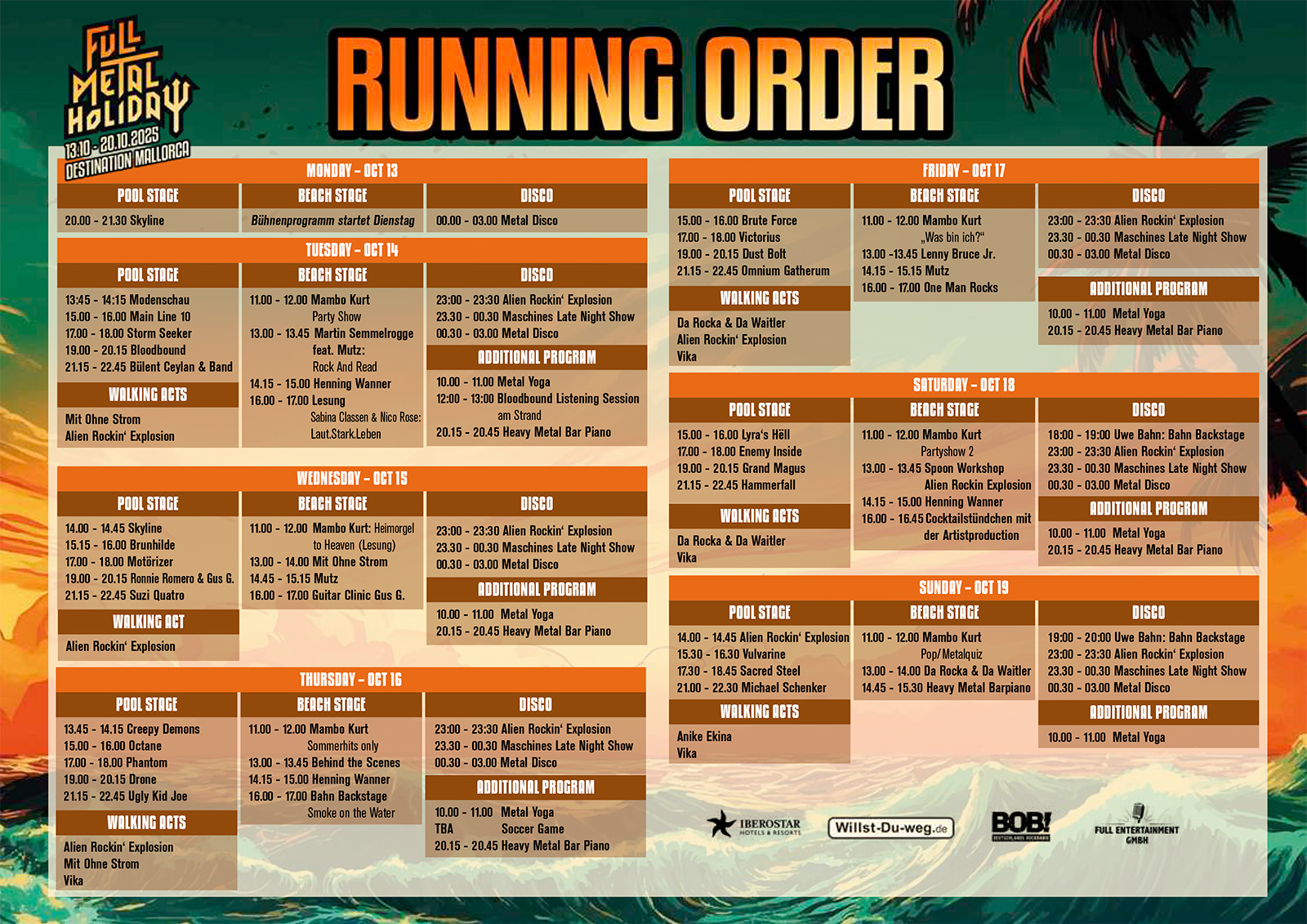 Die Running Order für die Full Metal Holiday 2025 ist online! - Full ...